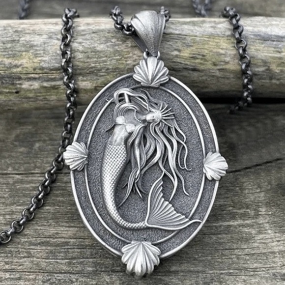 Jewelry | Mermaid Goddess Cameo Siren Sovereign Wispy Hair Abstract Art ...